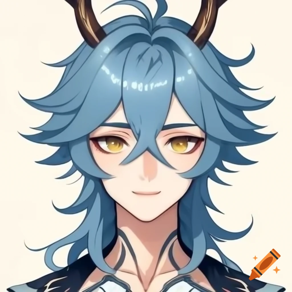 Genshin Impact cryo goat human male character with shoulder-length hair ...