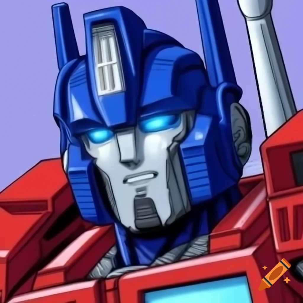 Optimus prime designed as a face emoji in comic art style on Craiyon