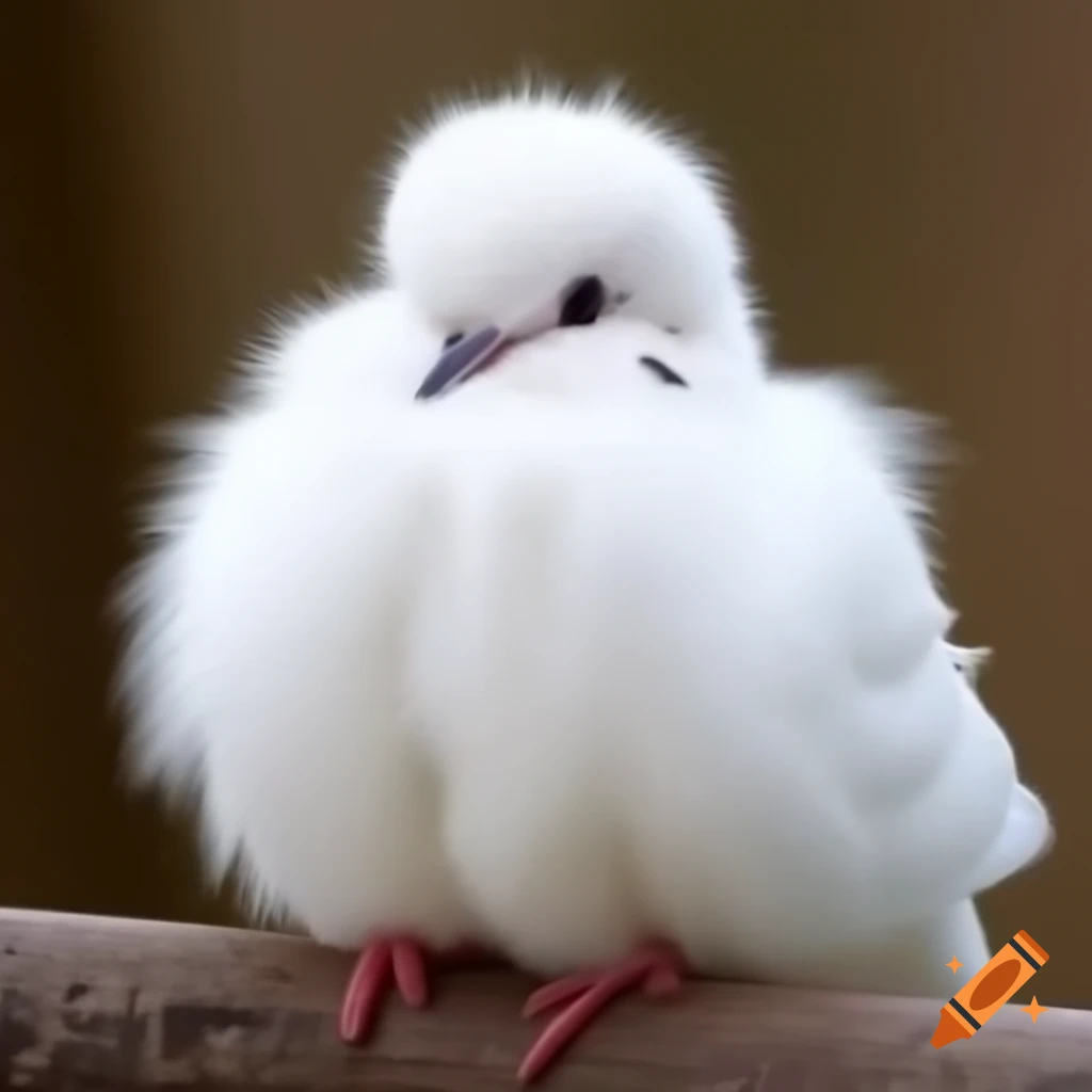 Fluffy cute white dove with beautiful features on Craiyon