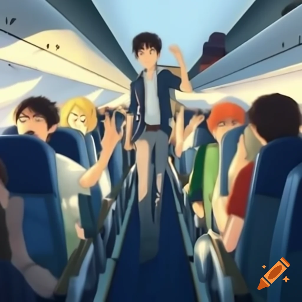 Anime passengers excitedly gathering for an extraordinary air journey ...