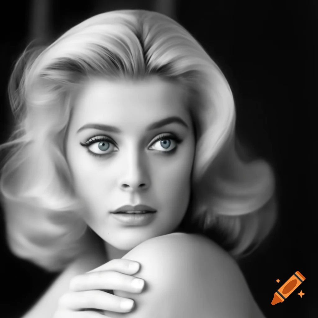 Hyper-realistic black and white portrait of 1963 european hollywood ...
