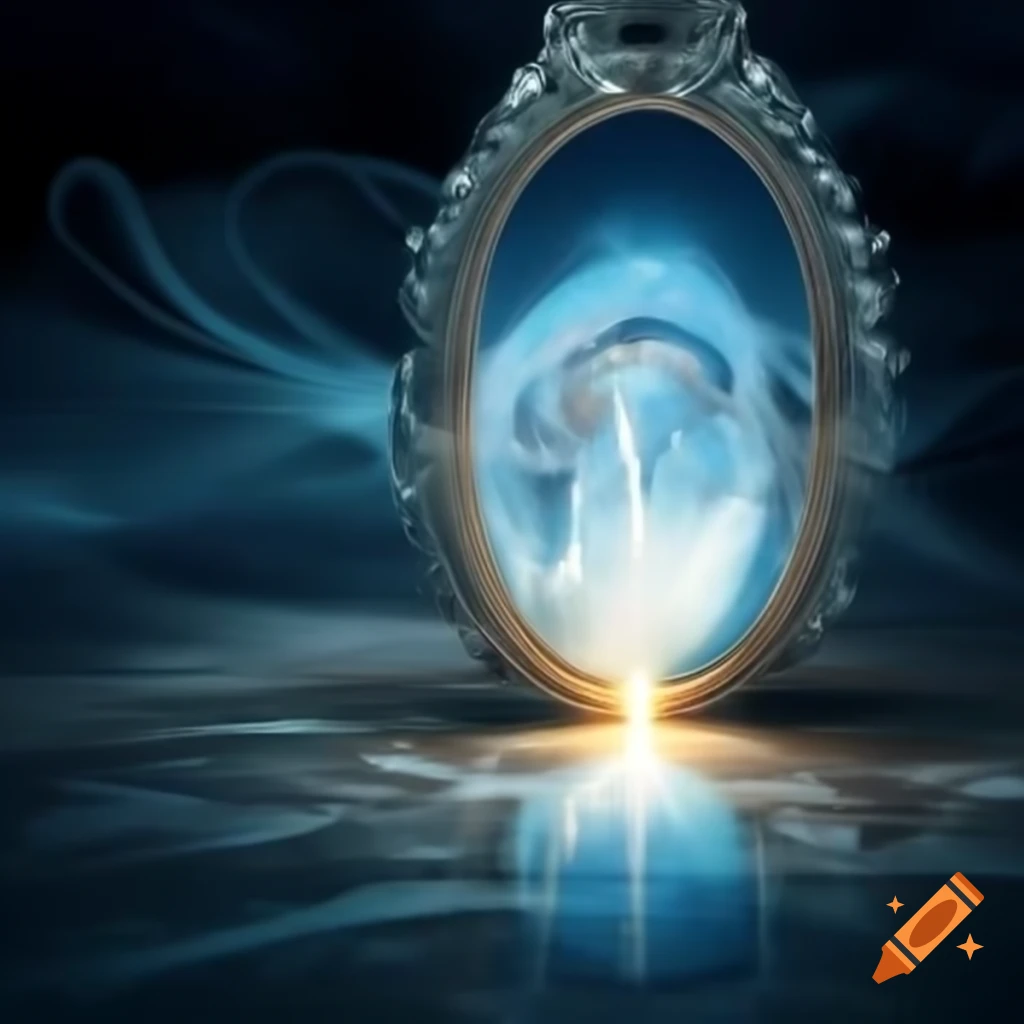 Ethereal and dreamlike imagery inspired by 'in the mirror's quiet glow ...