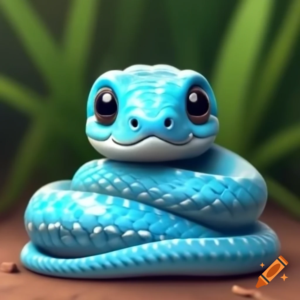 Cute blue snake on Craiyon