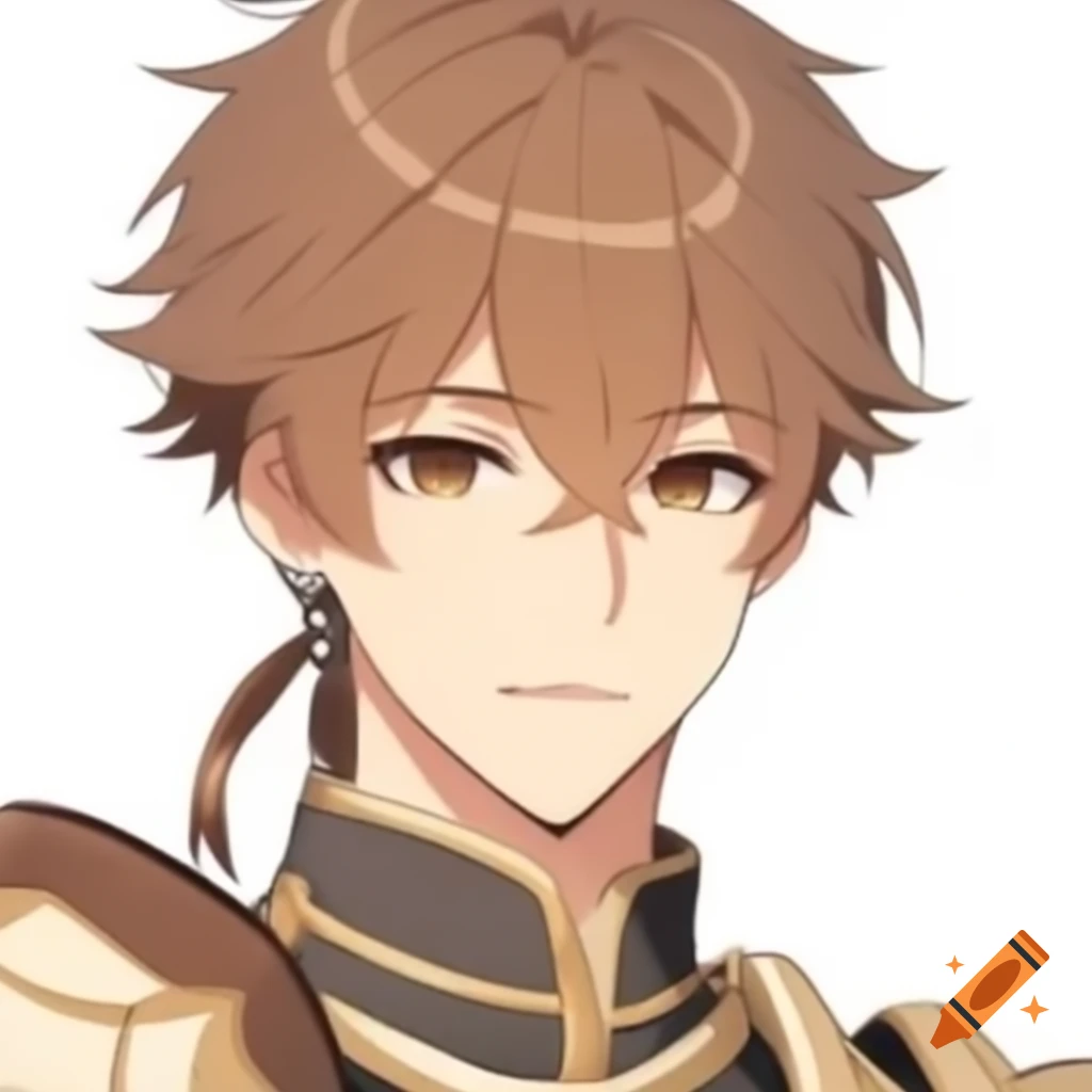 Anime archer character with brown hair and brown eyes in armor on Craiyon