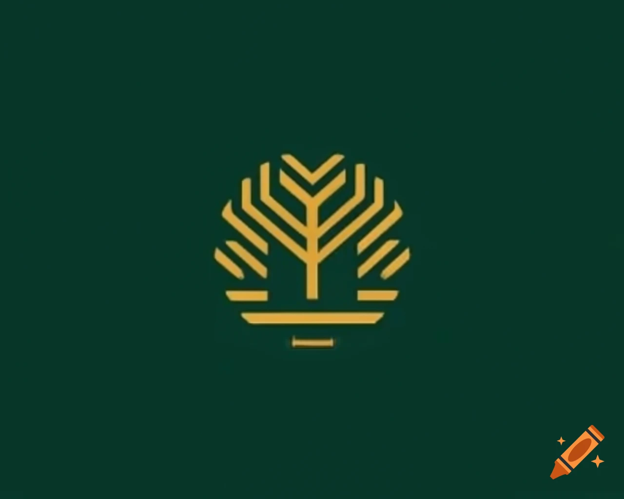 Realistic minimal logo design featuring a teak tree in dark green and ...