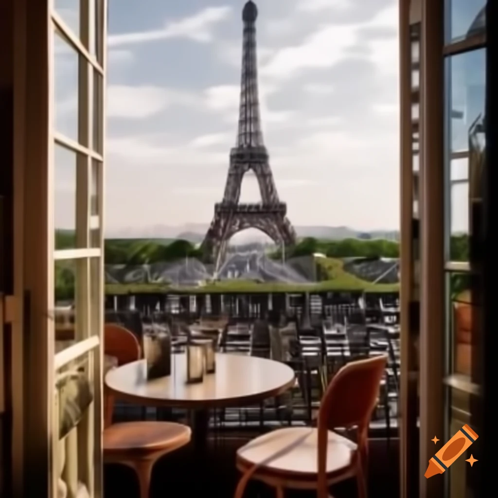 Café overlooking the eiffel tower on Craiyon