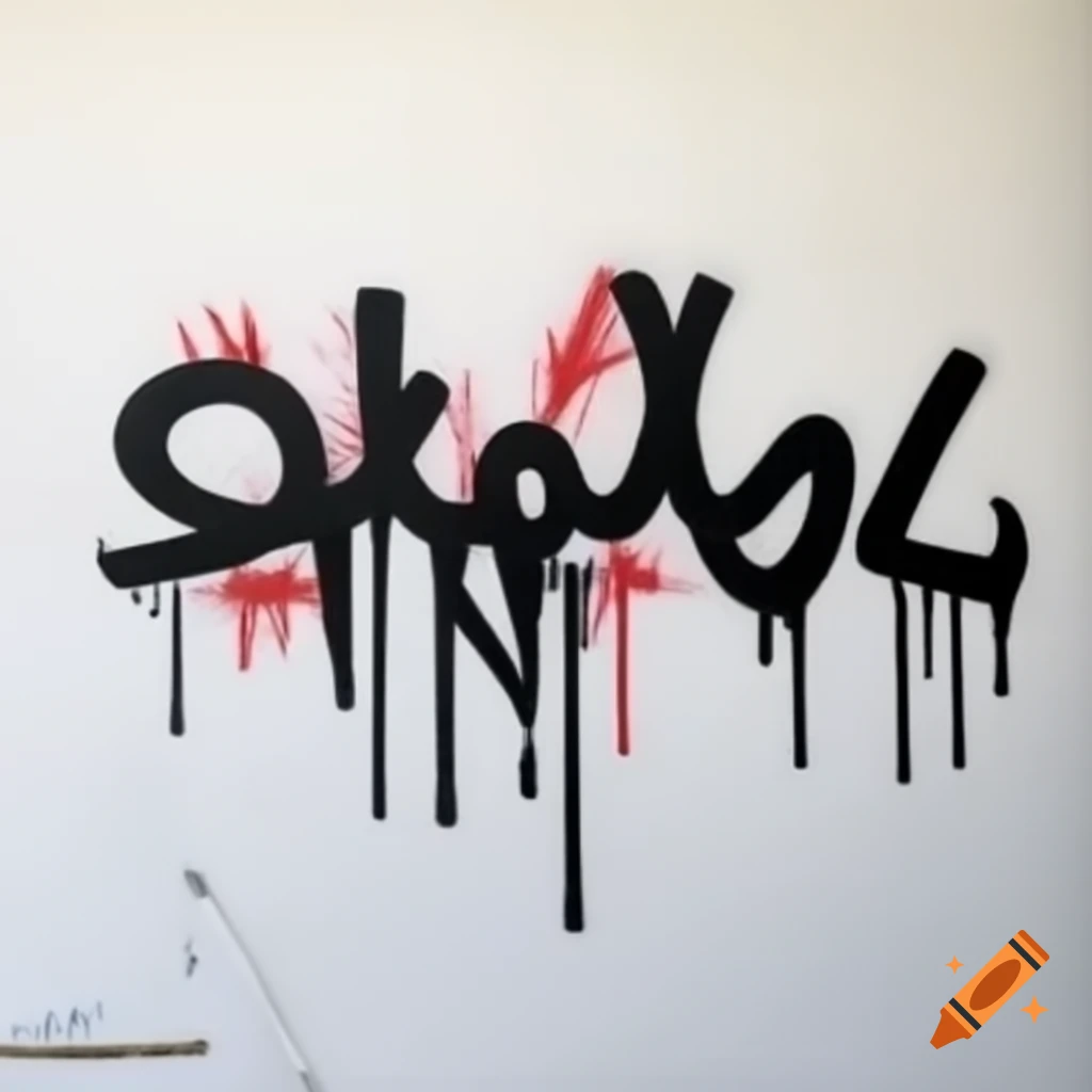 Graffiti art with spray painted words on white background on Craiyon