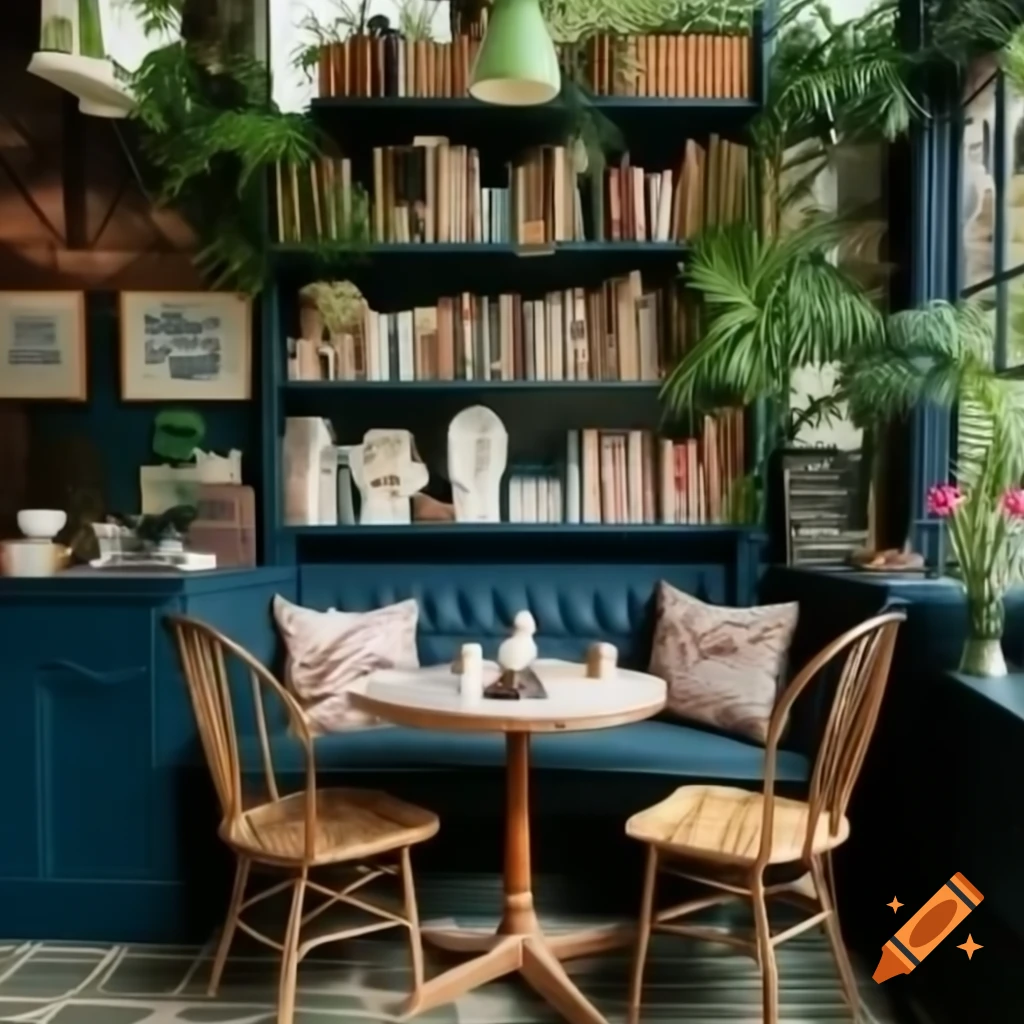 Nature themed reading nook in cafeteria designed as forest and beach ...