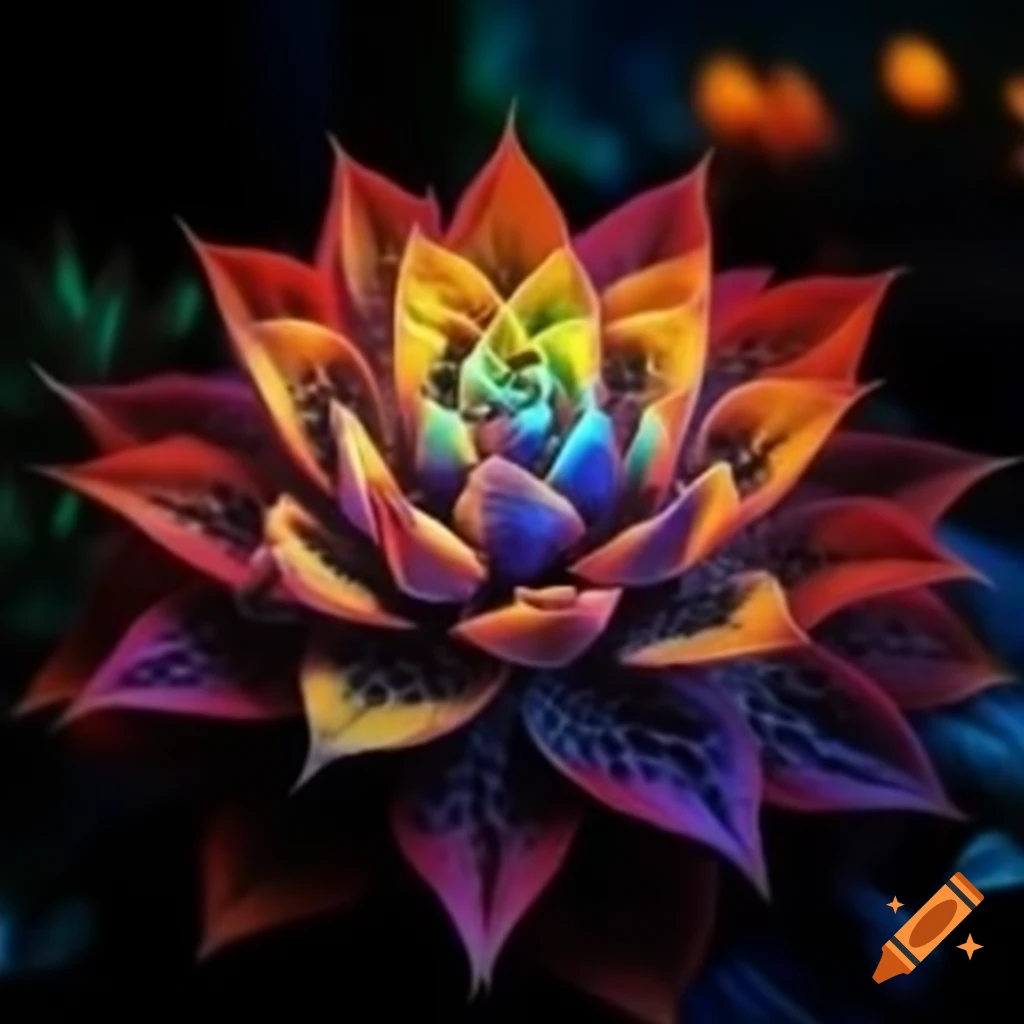 Multicolored glowing starlight bloom plant on Craiyon