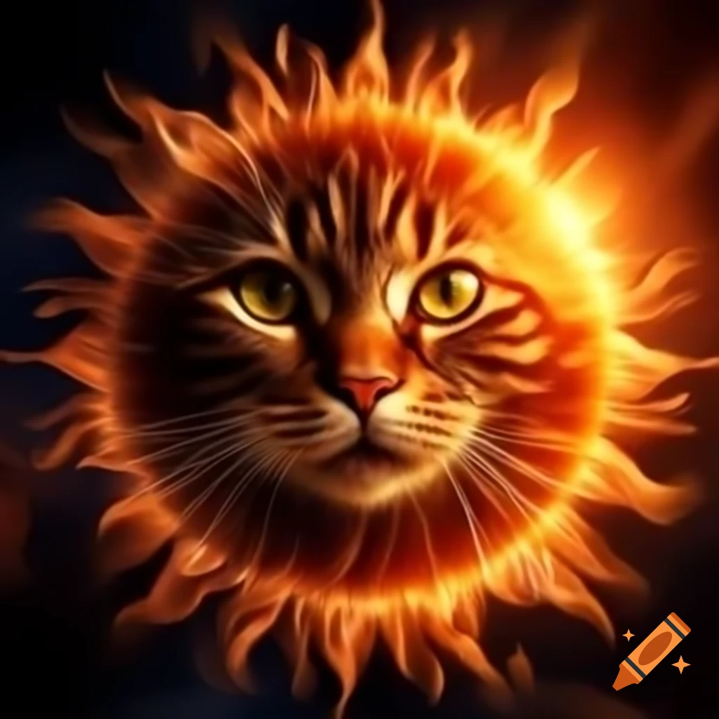 Realistic sun with cat face design on Craiyon