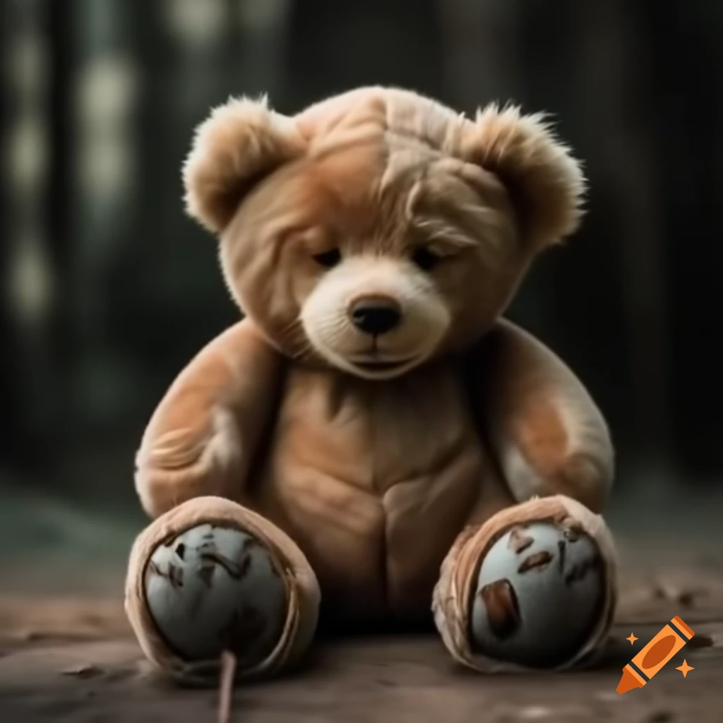 Teddy bear with a sad expression, showcasing emotions on Craiyon