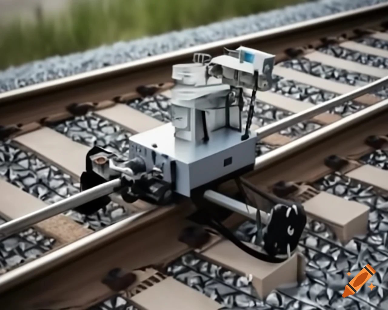Compact robotic device for cleaning train tracks positioned on rails on ...