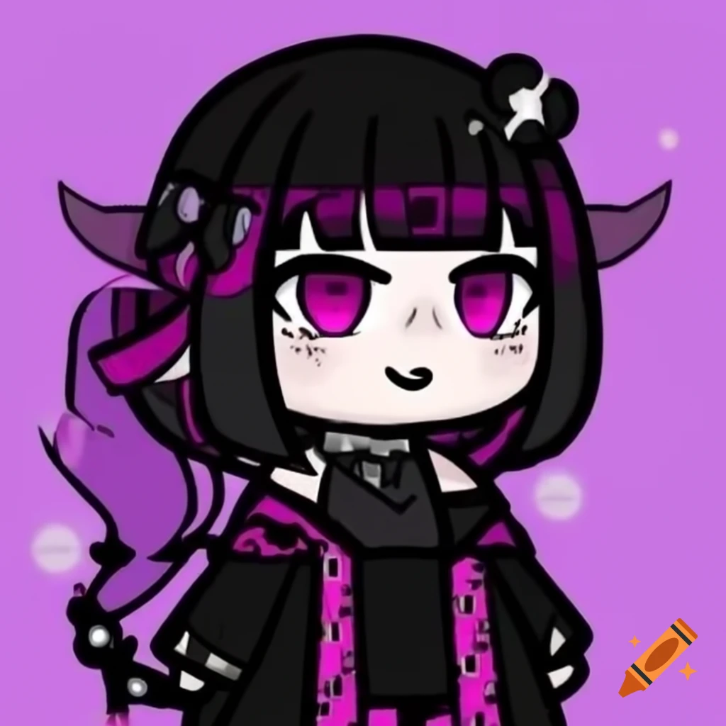 Goth VTuber character in original cartoon style on Craiyon
