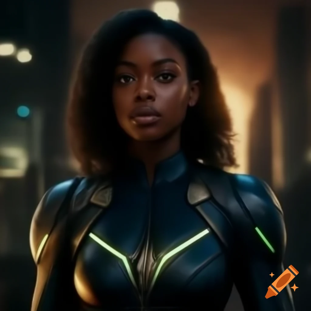 Glamorous guardian superhero character brittany, an african american woman with mental and ...