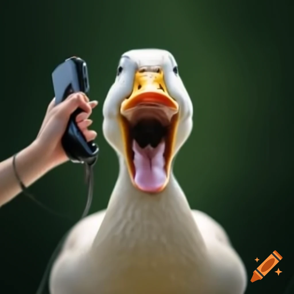 Duck making a call on a phone on Craiyon