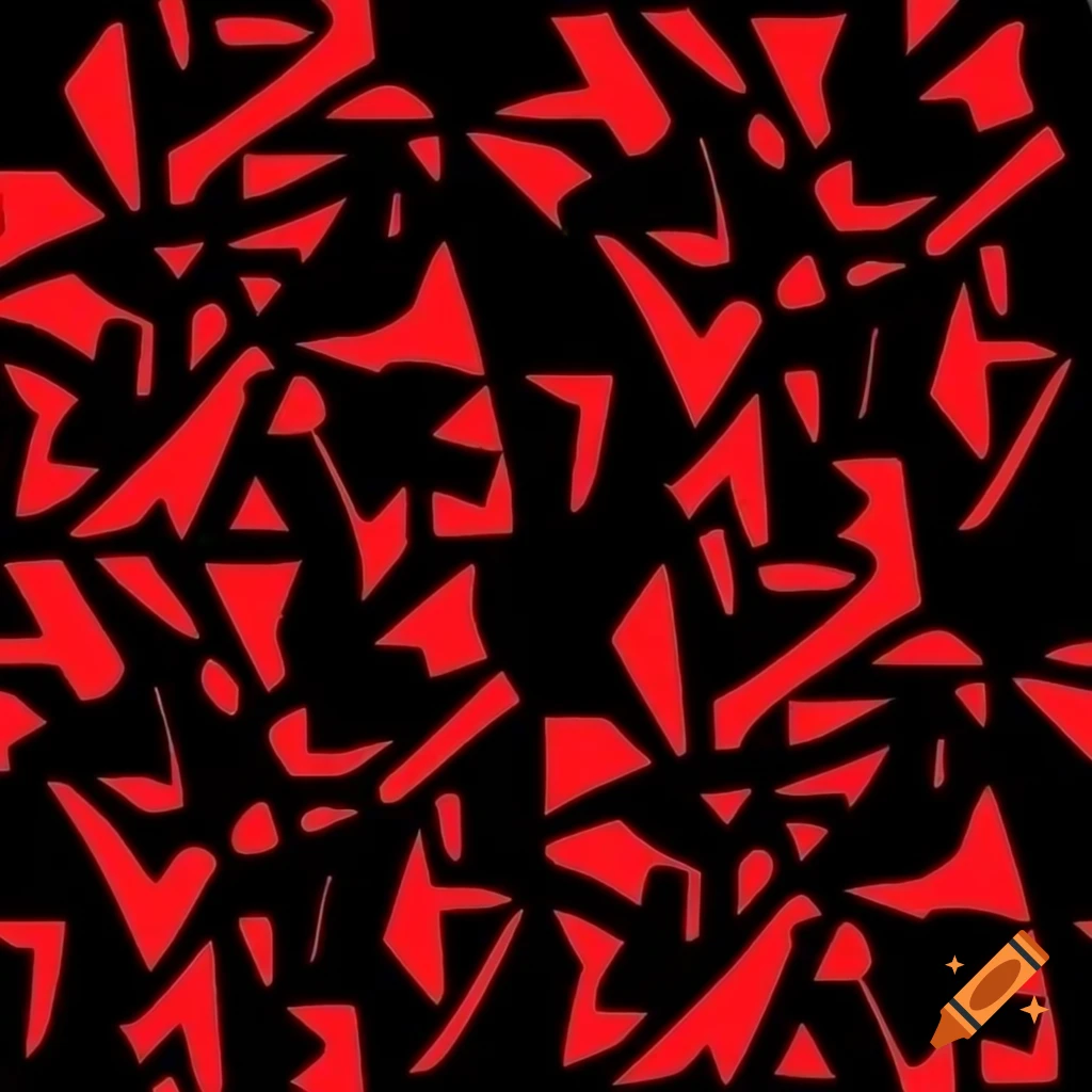 Bold black and red abstract pattern with strong lines and shapes on Craiyon