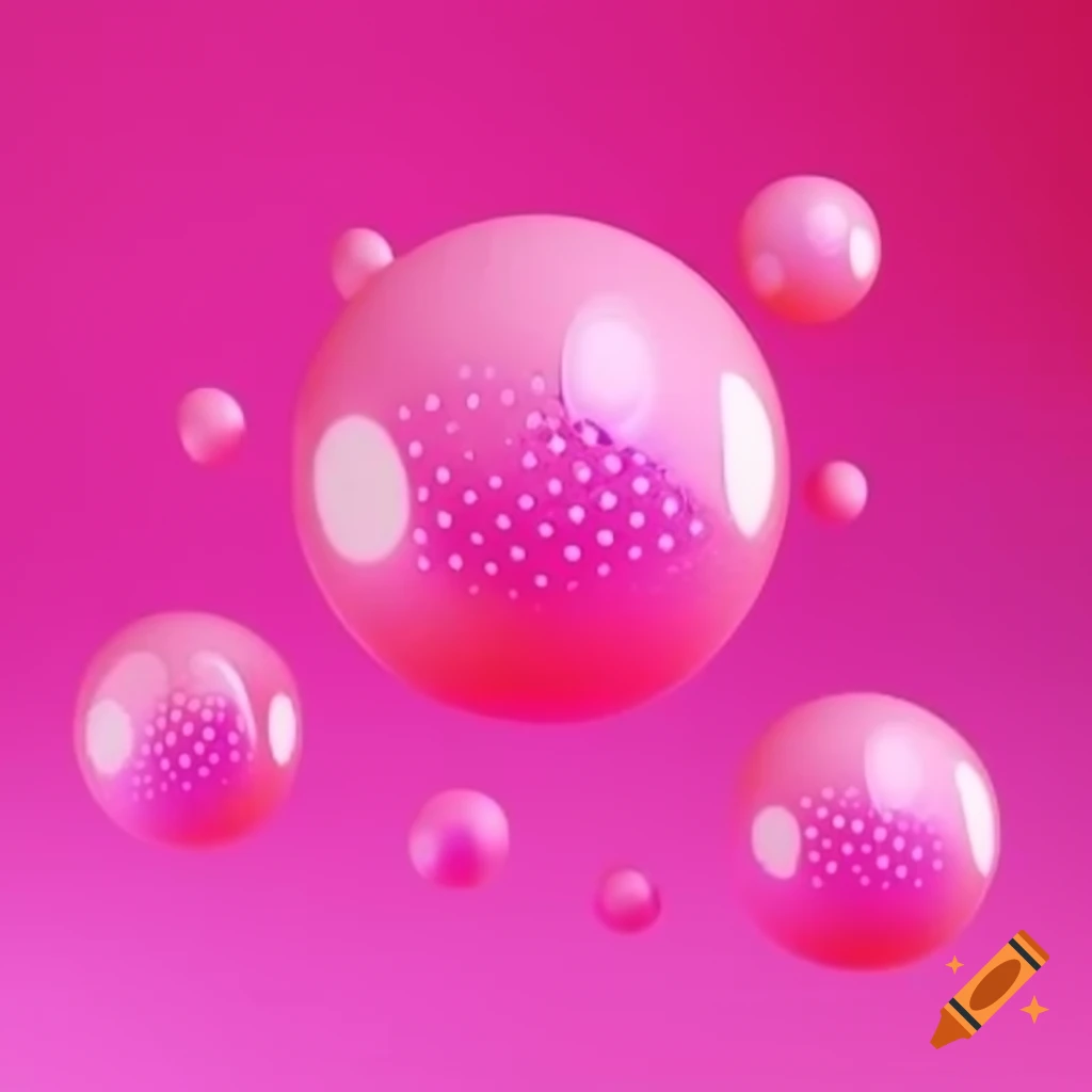 Reflective pink 3d dots floating on magenta background on Craiyon
