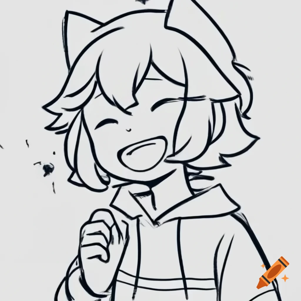 Niko character from Oneshot in quick black and white ink pen style on ...