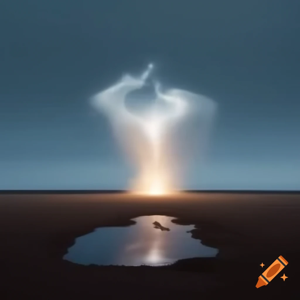 Ethereal glow over desolate landscape at dusk on Craiyon