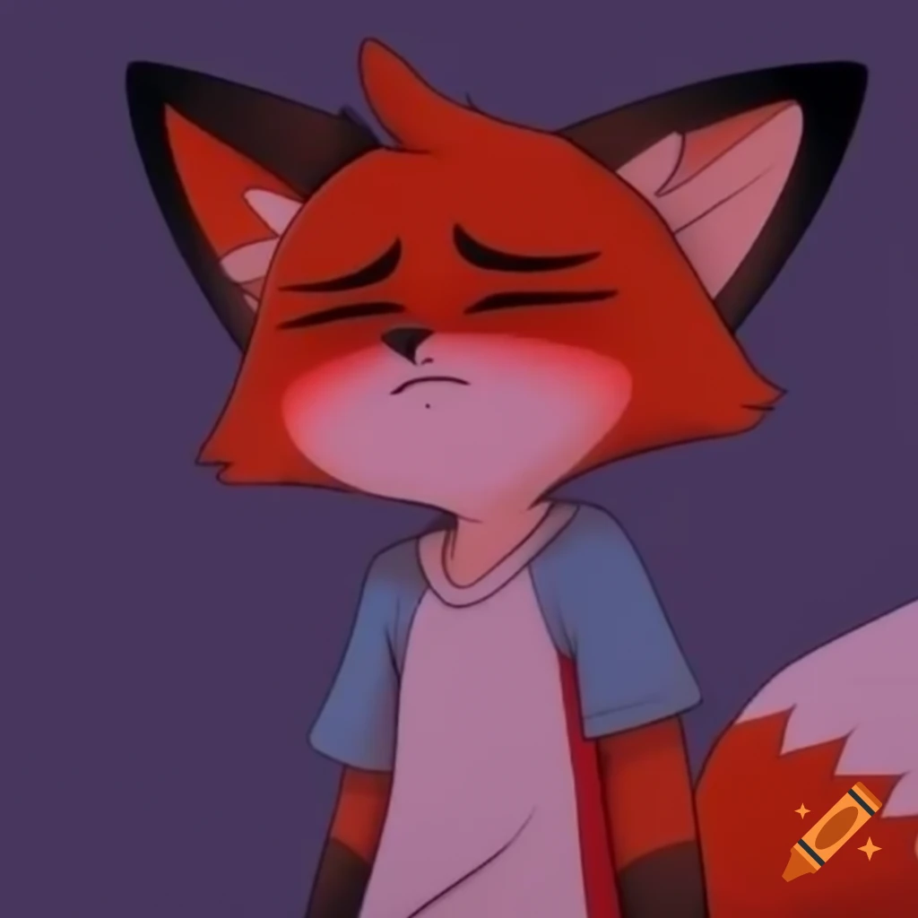 Anthropomorphic furry fox expressing sadness and depression on Craiyon