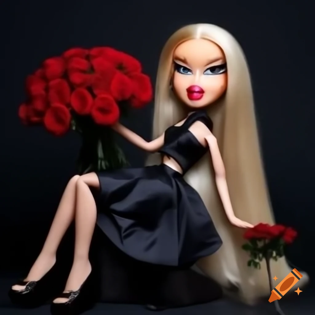 Tall slim girl styled as a Bratz doll with blonde shoulder-length hair ...