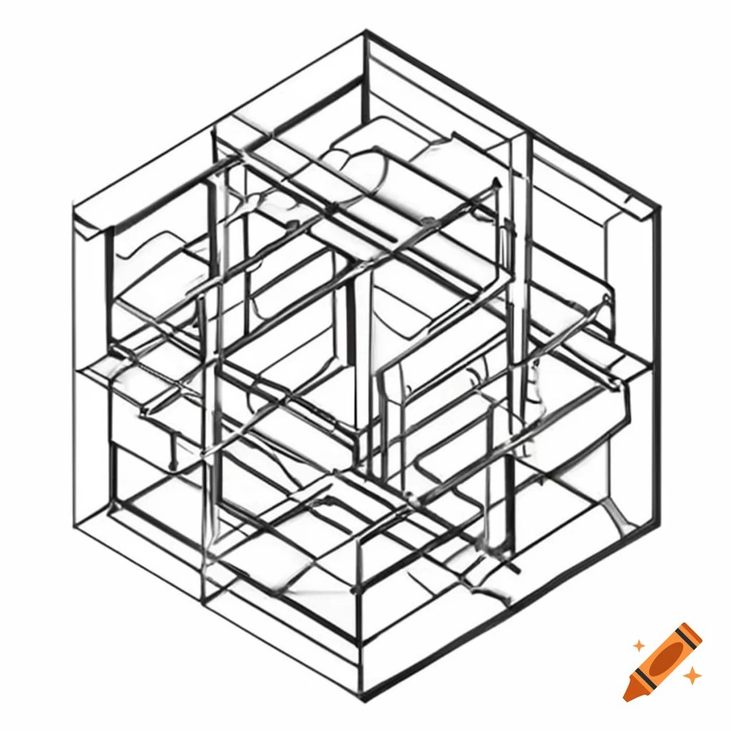 Spinning hypercube (tesseract) creating an optical illusion of a ...