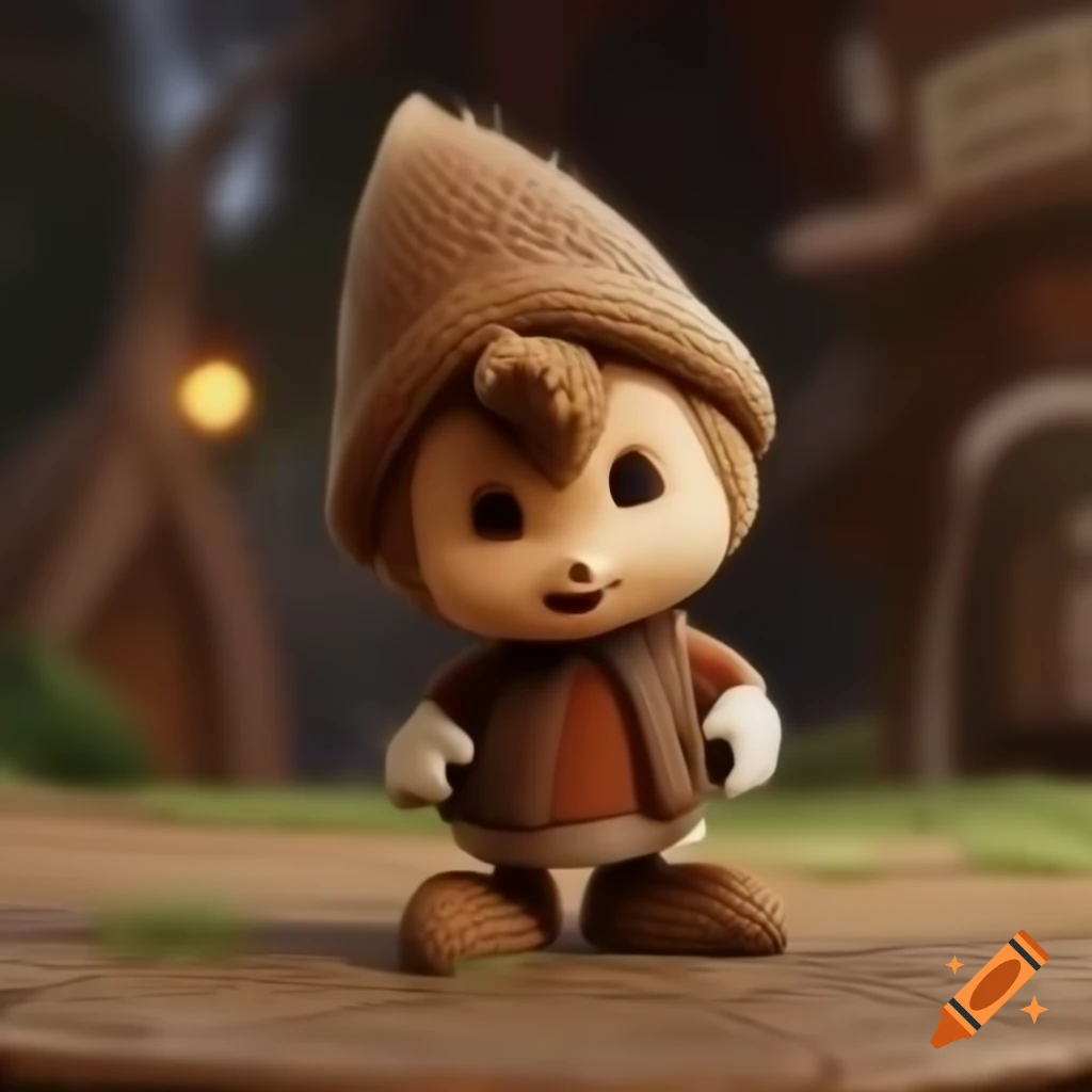 Cartoon acorn character in vintage children's storybook style on Craiyon