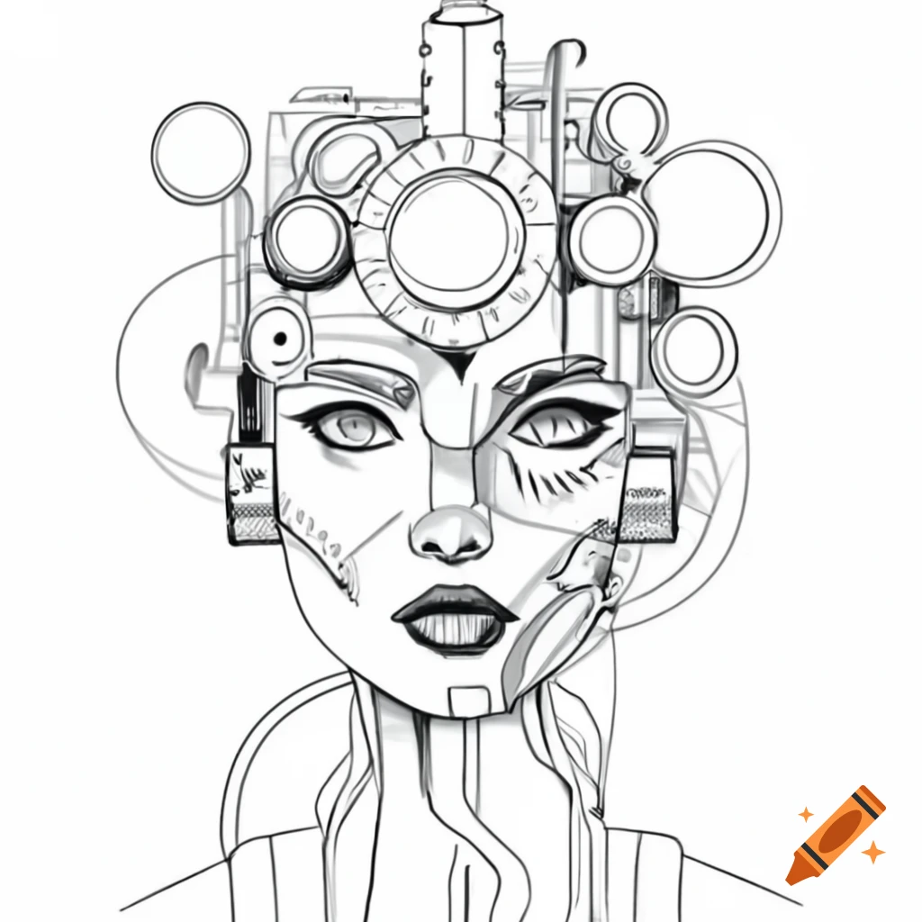 Mechanical portrait showcasing intricate designs and engineering on Craiyon