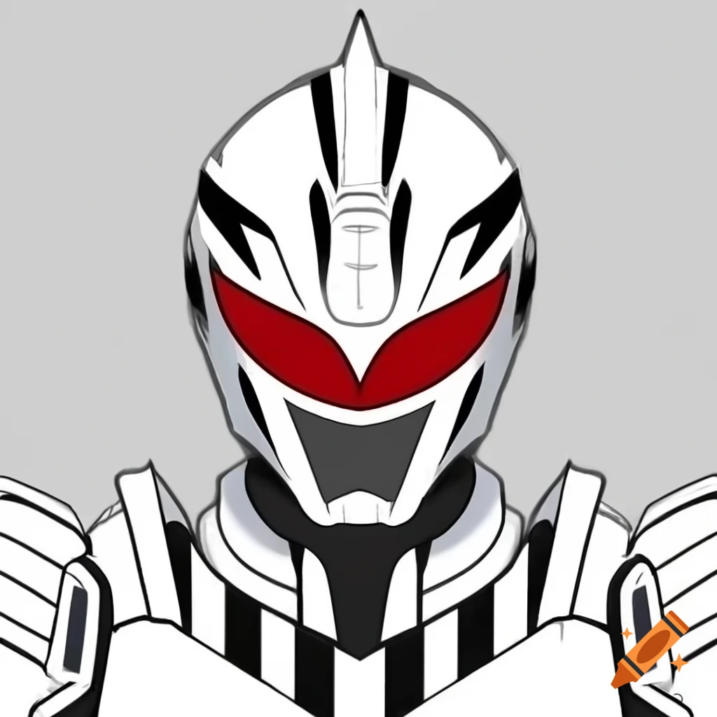 Concept art of menacing armor with black stripes and red visor in Power ...