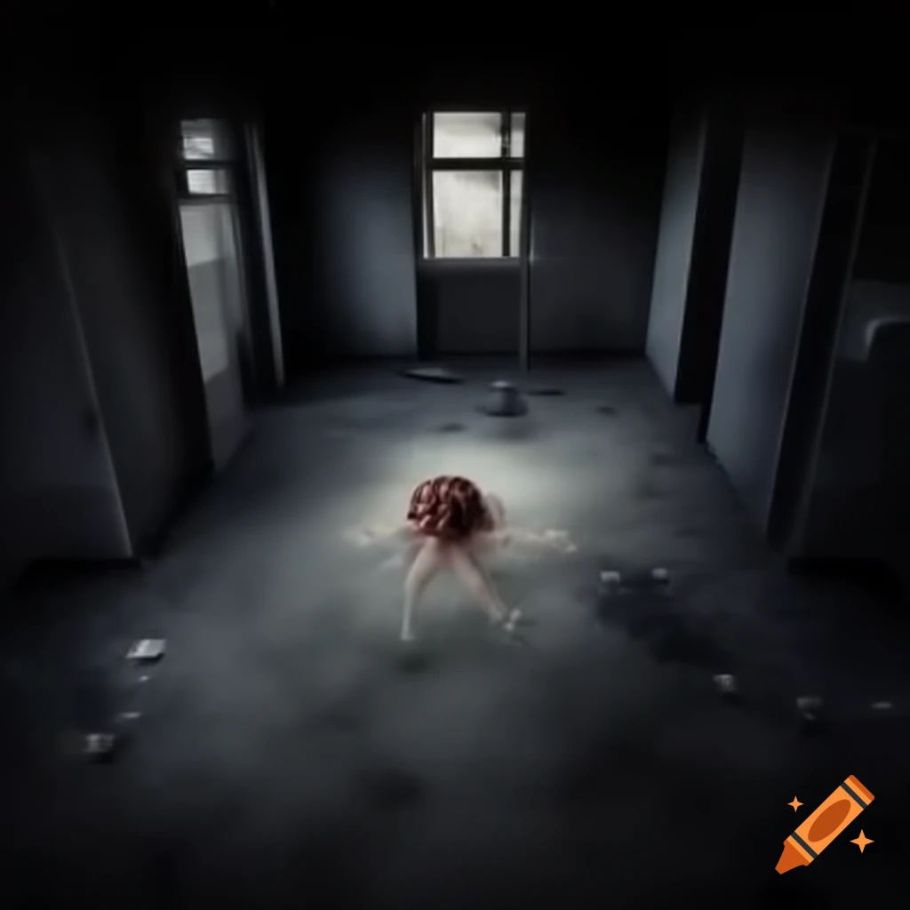 Eerie scene of tripedal slimy Nutella-like organism in darkness with ...