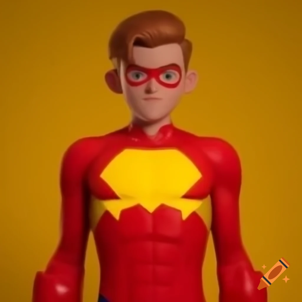 Superhero in red and yellow costume on Craiyon