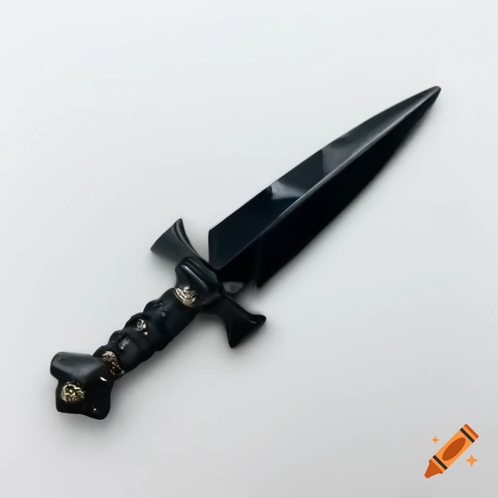 Obsidian crystalline dagger on white background on Craiyon