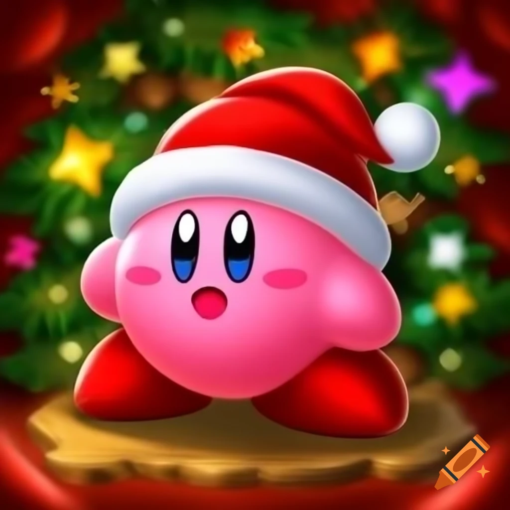 Kirby dressed as santa claus on Craiyon