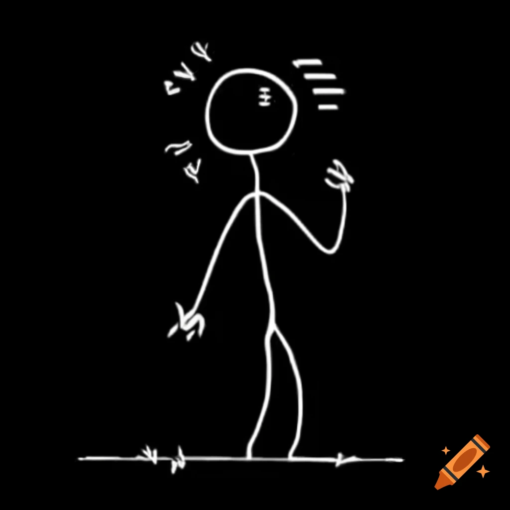 Abstract minimalist stickman figure expressing confusion with ...
