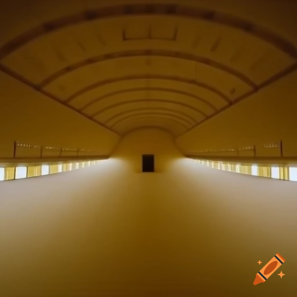 Segmented rooms featuring vintage yellow wallpaper and tan carpet on ...