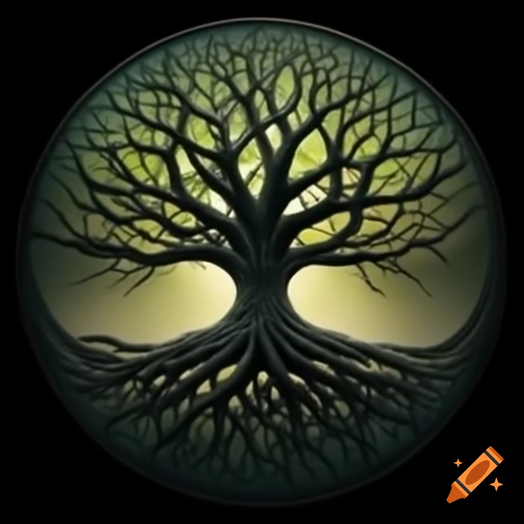 Yggdrasil tree design with no background on Craiyon
