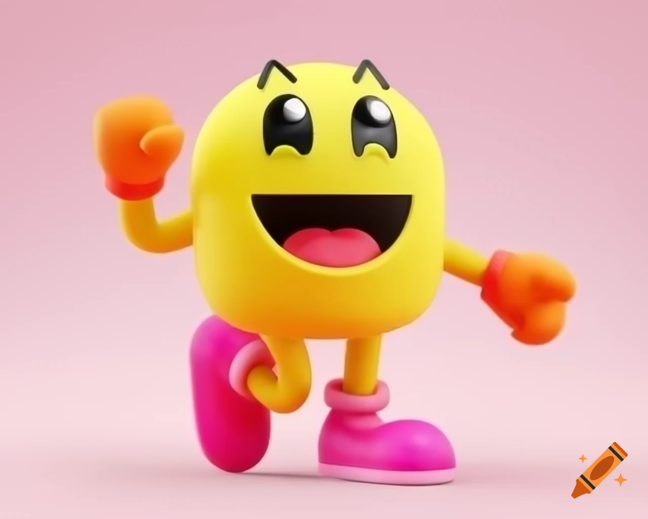 Kawaii 3D pop art rendition of Pacman on Craiyon