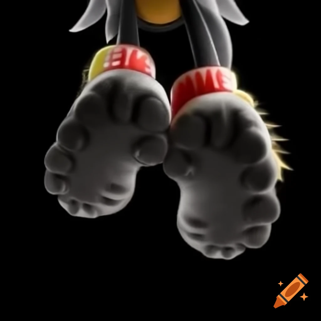 Close-up view of the feet of Shadow the Hedgehog on Craiyon