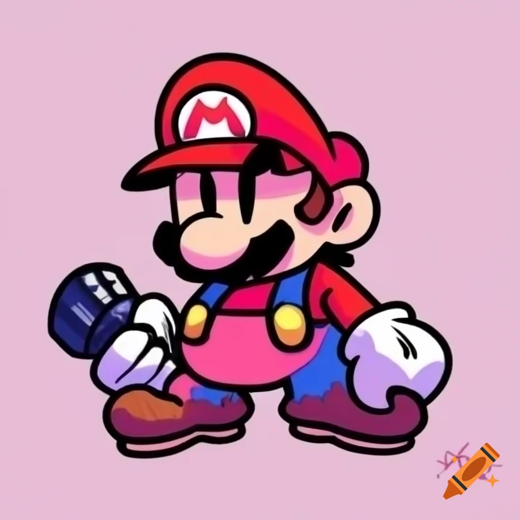 Character Mario styled in Friday Night Funkin' art on Craiyon
