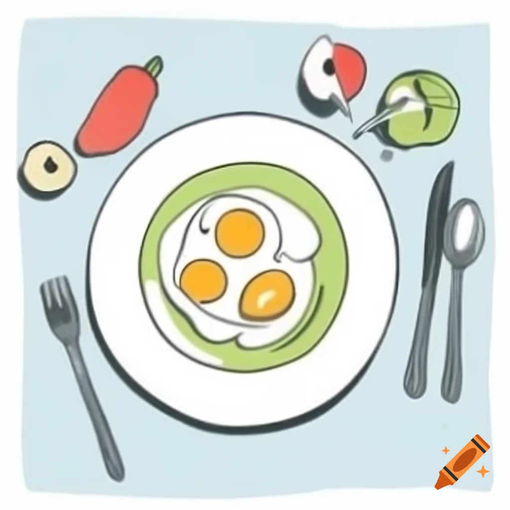 Plate of food drawing on Craiyon