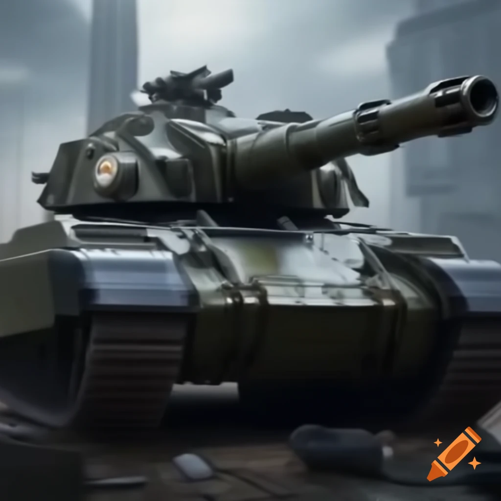 Futuristic tank featuring dual barrels and machine gun on Craiyon