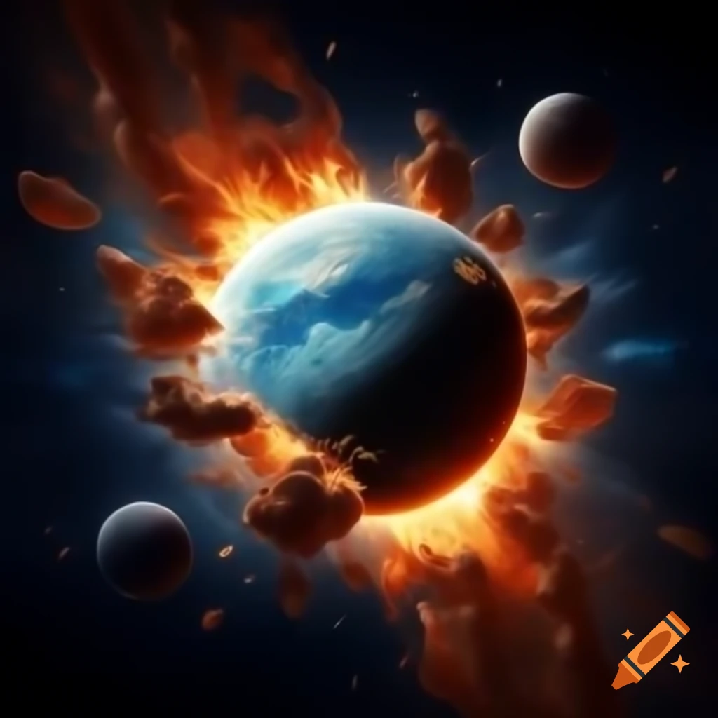 Exploding planet in outer space on Craiyon