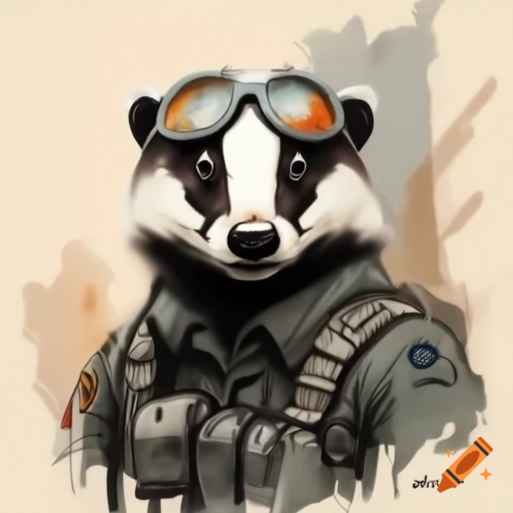 Street art of badger as British WWII RAF fighter pilot on Craiyon