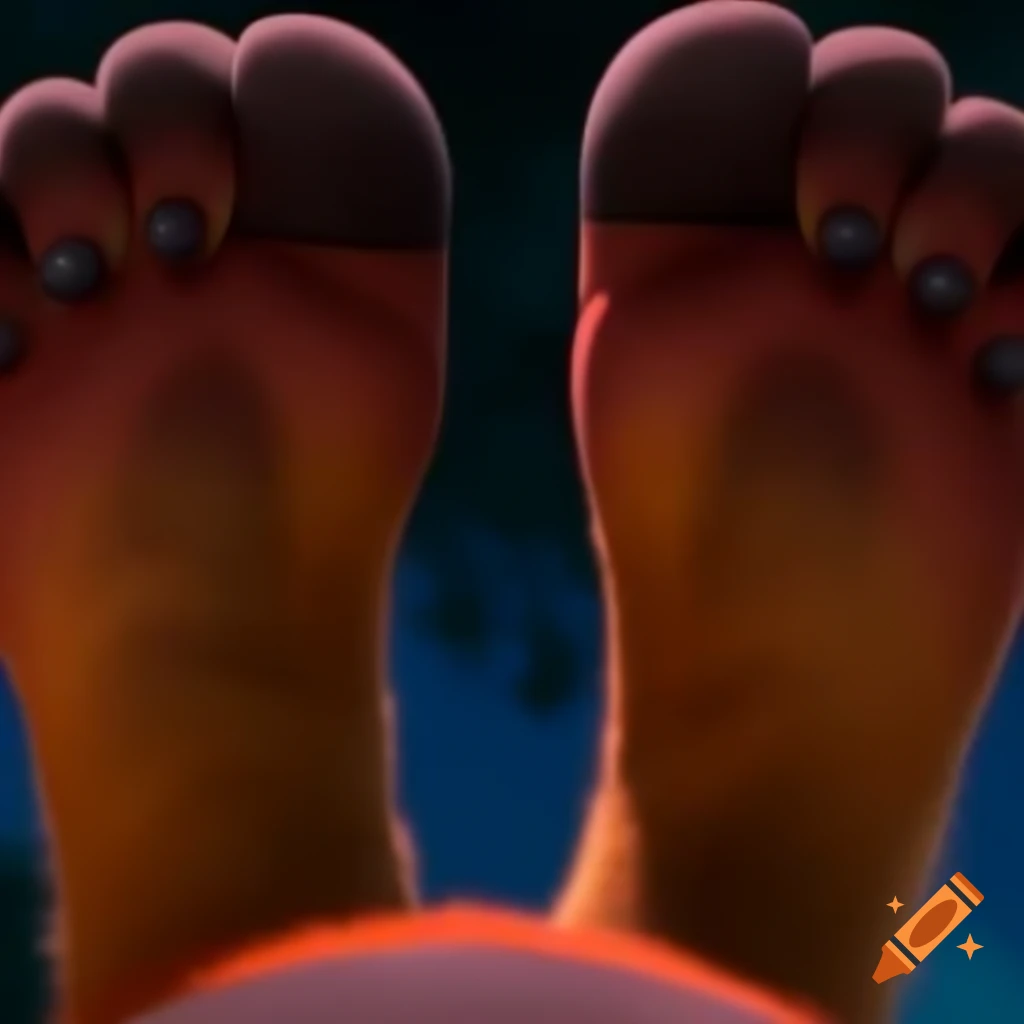 Detailed view of Nick Wilde's fox feet from Zootopia on Craiyon