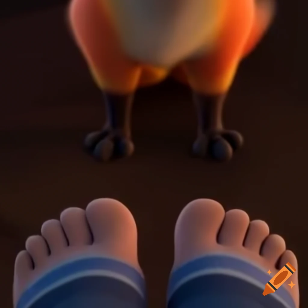 Close-up of Nick Wilde's fox feet from Zootopia on Craiyon
