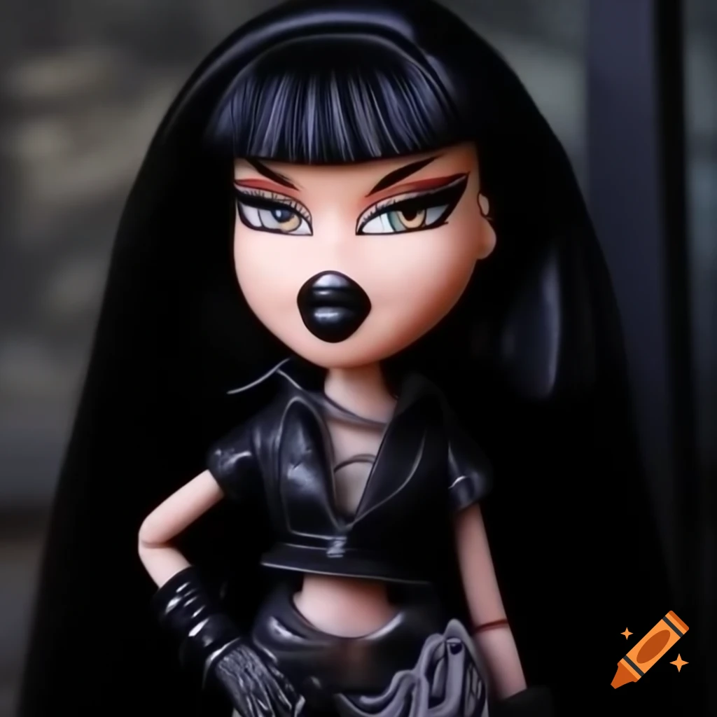 Gothic Bratz doll showcasing edgy outfits and dark palettes in 80s ...