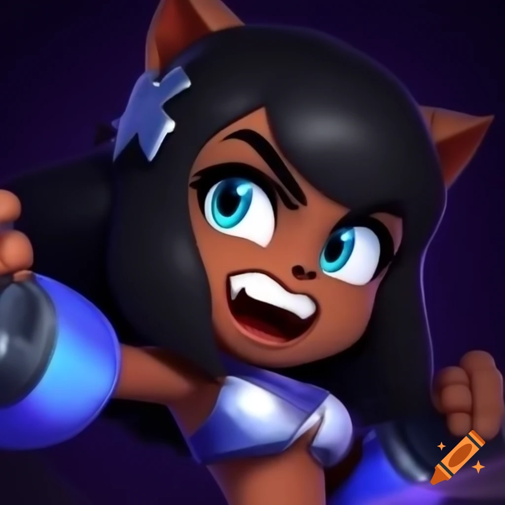 Werewolf girl brawler with jet eyes and silver bow inspired by brawl ...