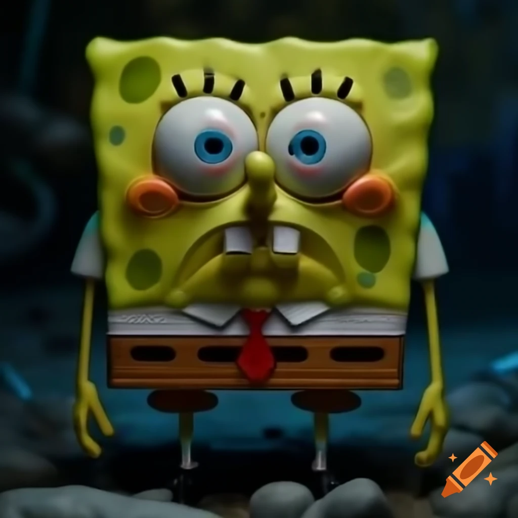 Closeup of spongebob character with exaggerated features on Craiyon