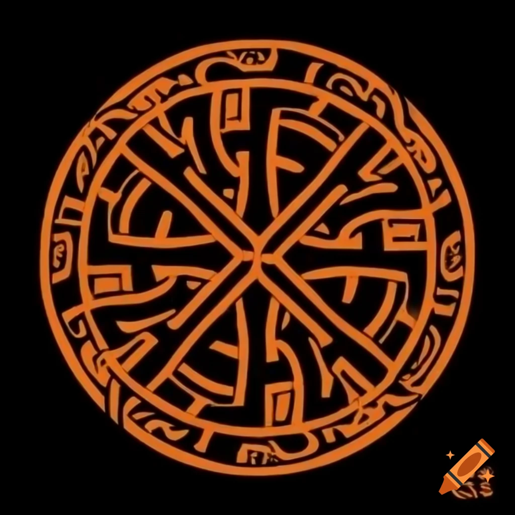 Celtic scandinavian knot work and old norse runes illustration in ...