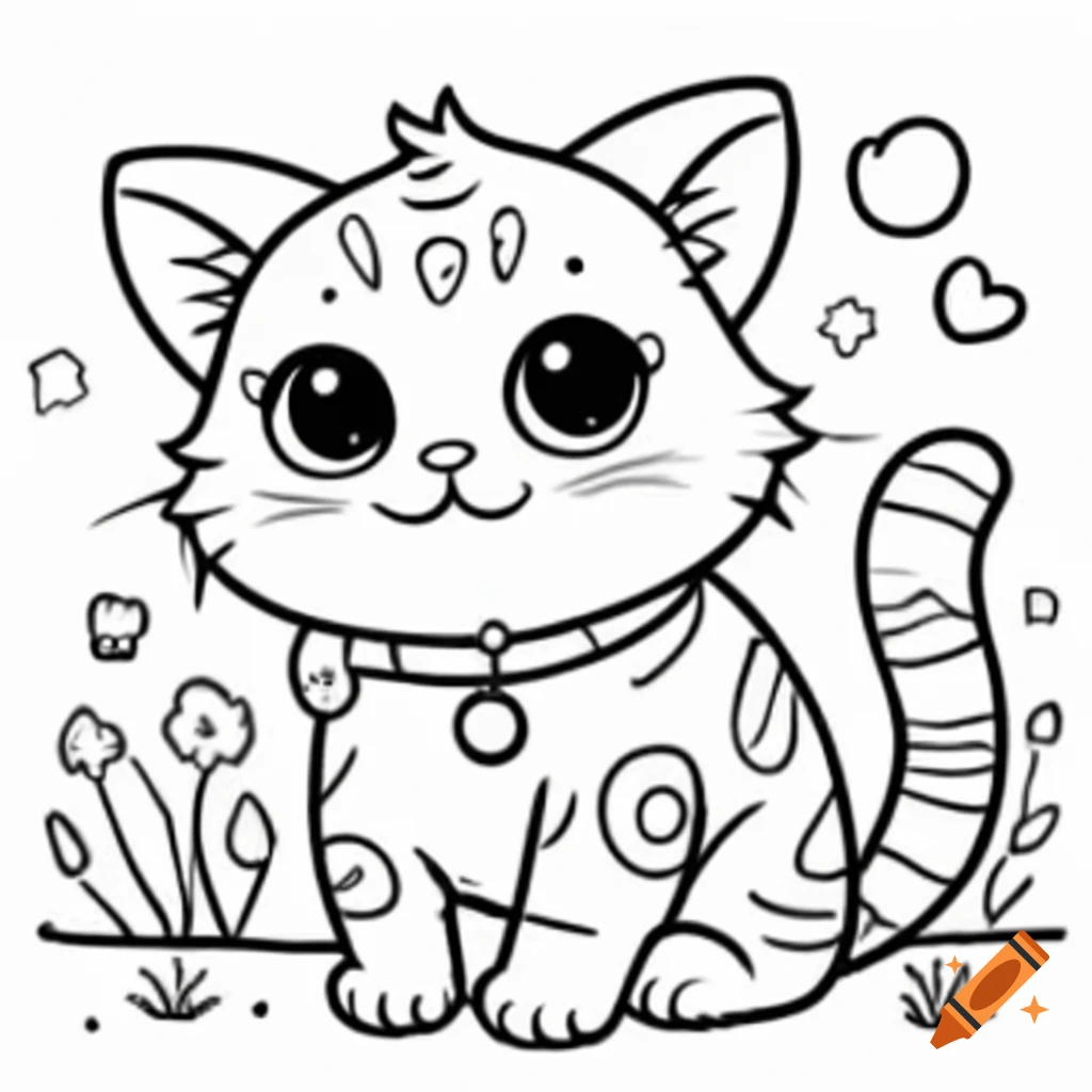 Cute cat coloring template for creative activities on Craiyon